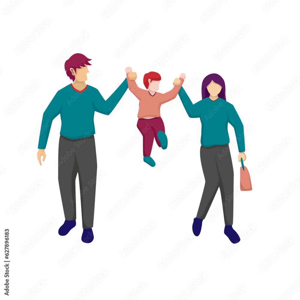 Family members mother, father, sons isolated. Happy couple and children ...