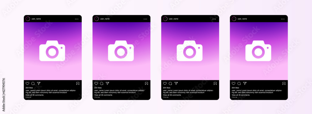 instagram post, phone template set, high quality vector eps dark mode ...