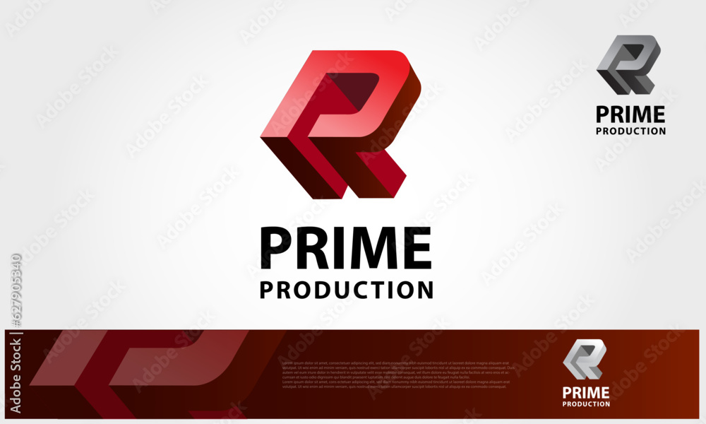 Prime Production Vector Logo Template. This logo has 3D looks, modern ...