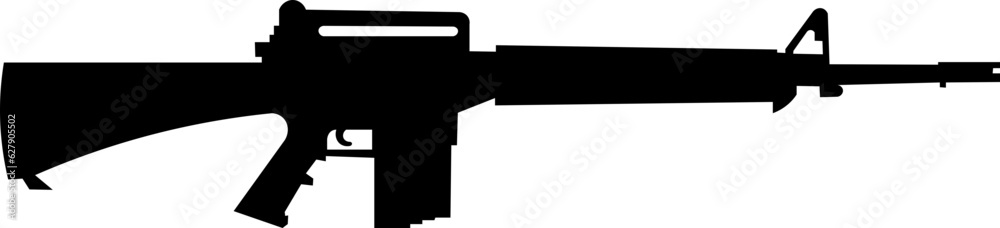 M16 Machine Gun Silhouette Illustration Vector Stock Vector | Adobe Stock