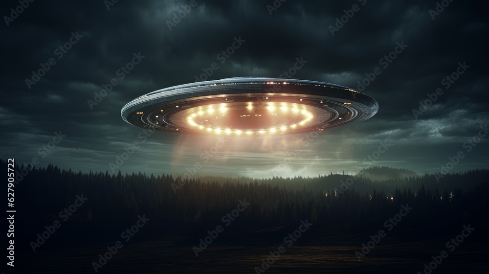 a mysterious unidentified flying object (ufo) seen in the night sky ...