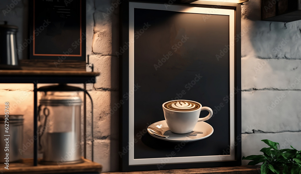 cup of coffee on the table mockup menu (generated with ai) Stock ...