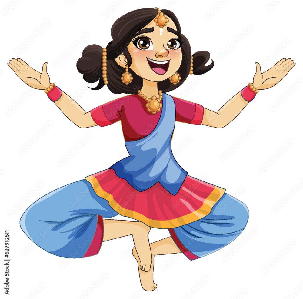 Indian cartoon characters in traditional cultural outfit Stock Vector ...
