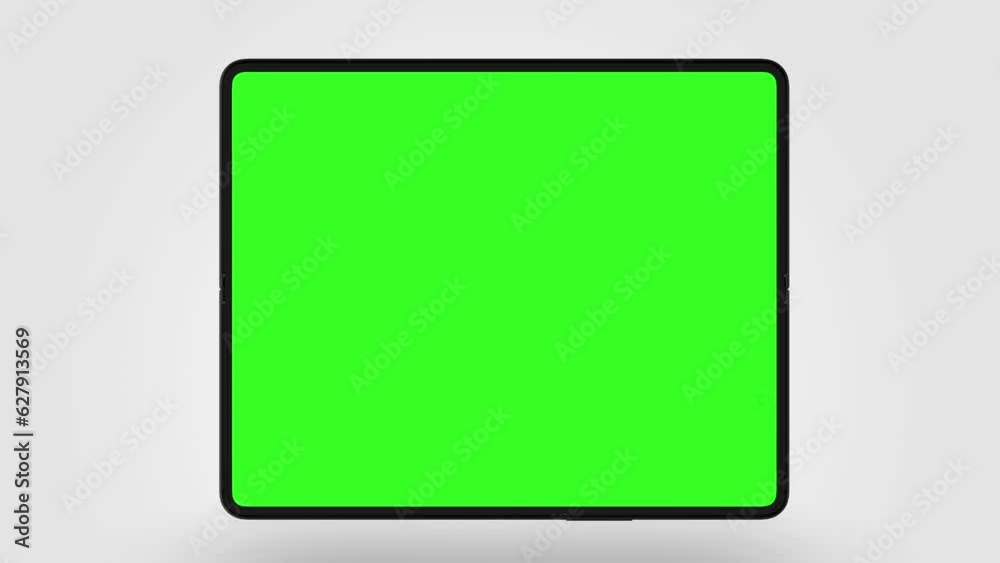 Fold Mobile phone with blank green screen, isolated on white background ...