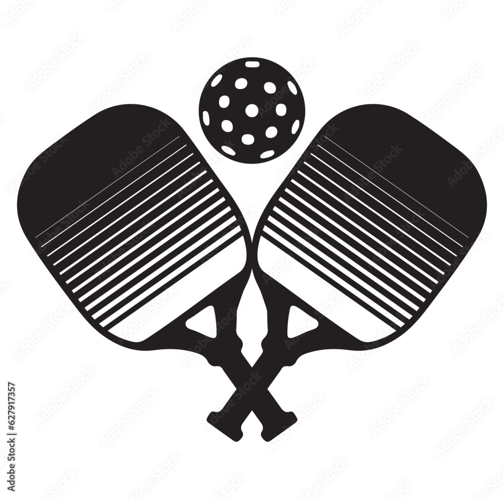 Pickleball vector And Pickleball Paddles Sign Symbol Icon Vector ...