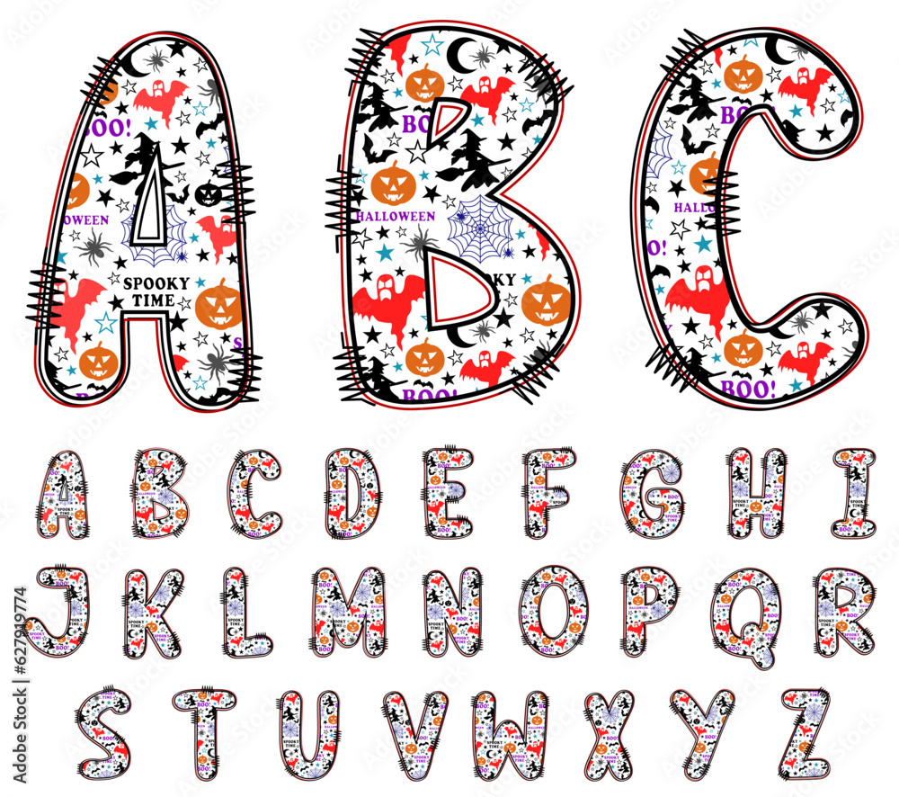 Halloween Alphabet Set Design Vector, Halloween Font Vector, Halloween ...