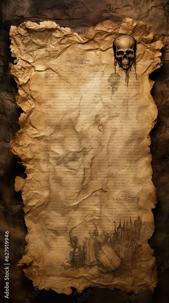 A blank papyrus leaf, or pirate map sheet, ready to carry messages in ...