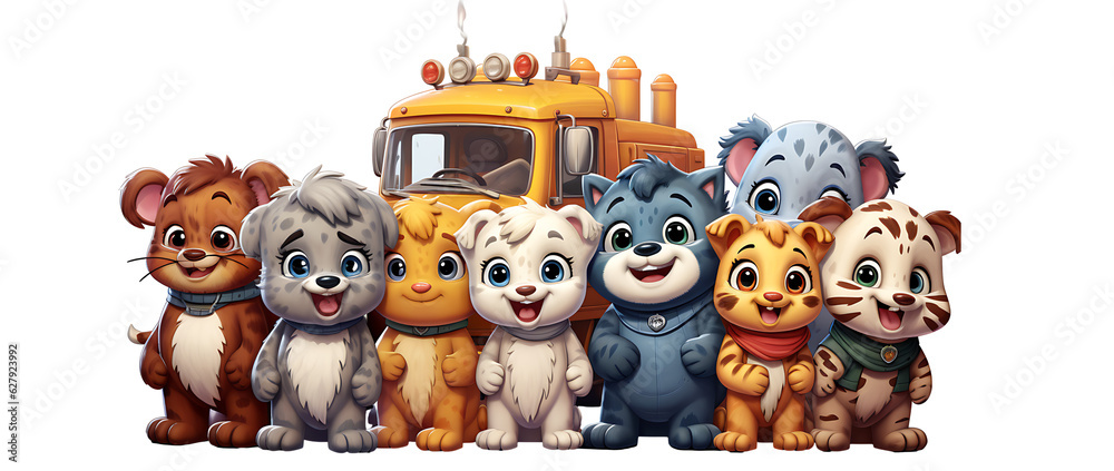 Colorful cartoon animal car , png isolated on transparent background ...