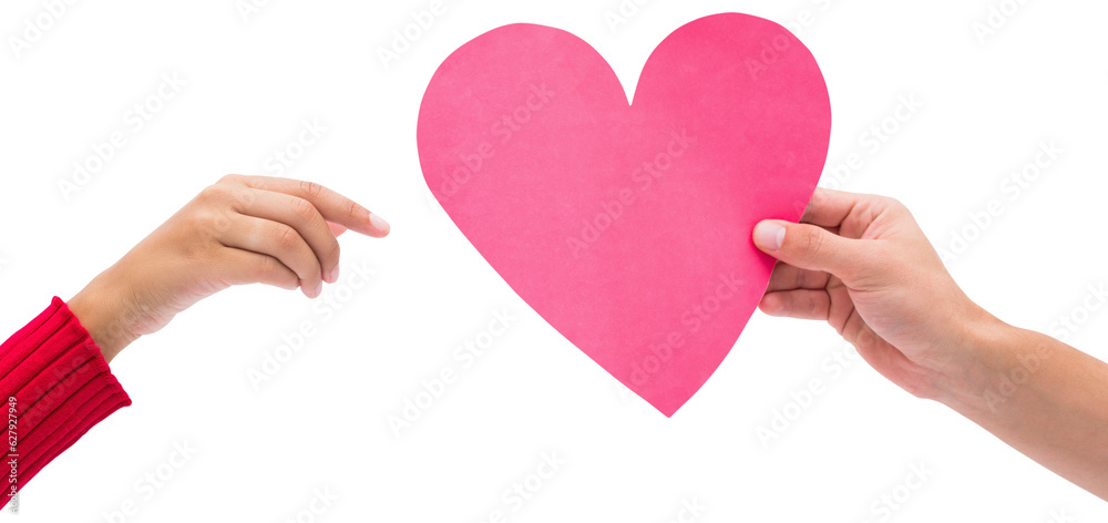 Digital png photo of two hands holding paper heart on transparent ...