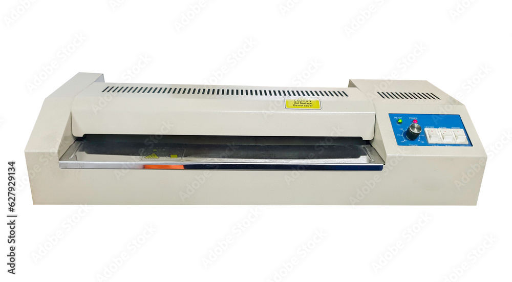 Laminator machine for document laminated in office work isolated on ...