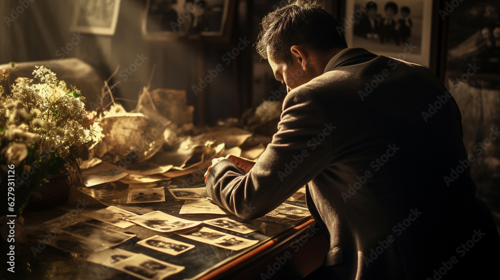 The pull of past times - A nostalgic man reminiscing while looking at ...