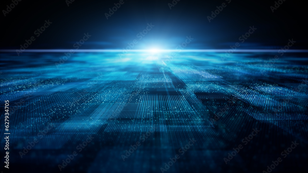 Immersive cyber space with captivating motion abstract matrix particles ...