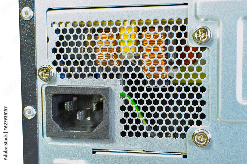 Computer power supply shown the component inside Stock Photo | Adobe Stock