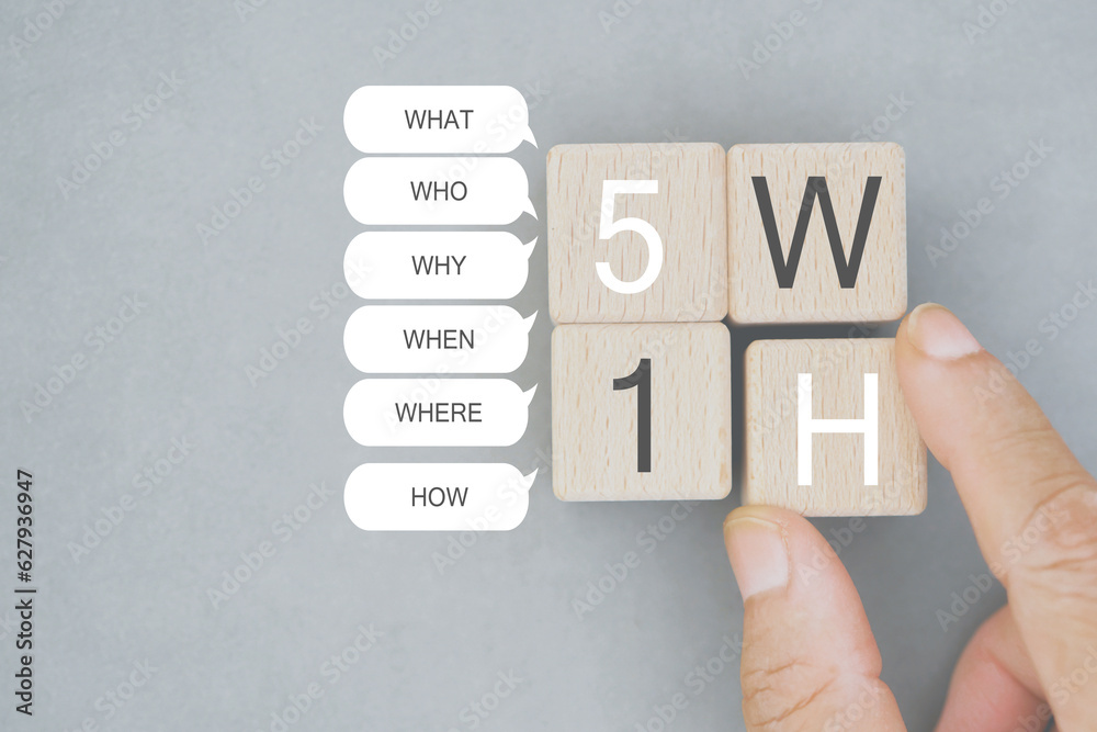 For 5W1H concept. Business framework and analysis. WHO WHAT WHERE WHEN ...