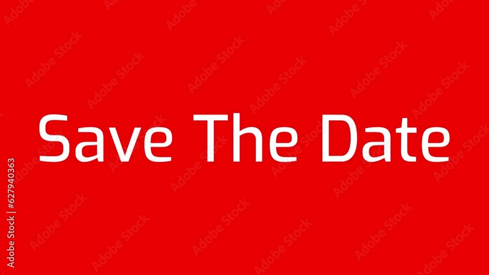 Vidéo Stock Save the date animation with flow text effect in red, green ...