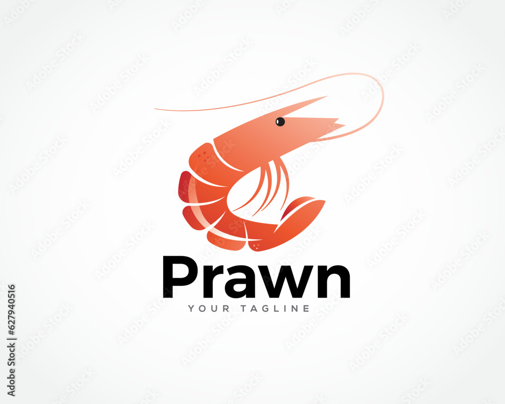 simple jump prawn shrimp sea food logo icon symbol design template ...