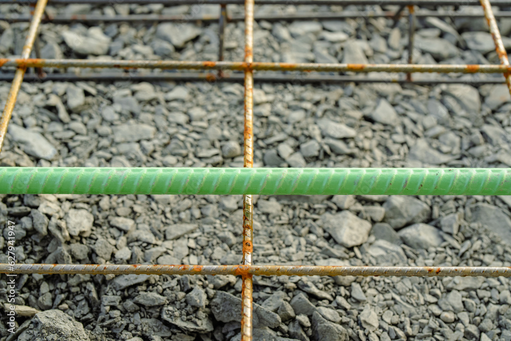 Welded wire mesh, WWM, installed within a sidewalk concrete form prior ...