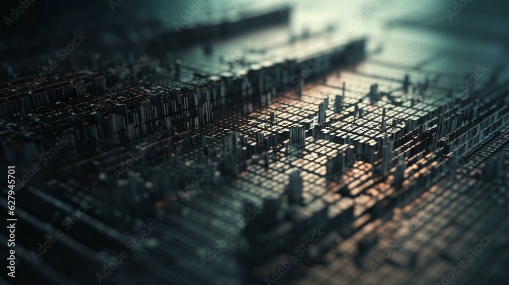 Computer futuristic boards with microchips energy chips and transistors ...