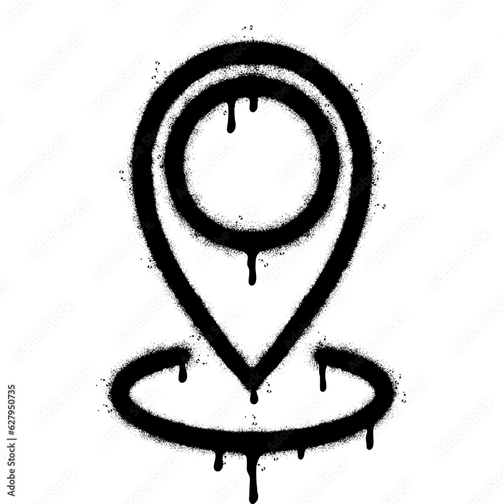 Spray Painted Graffiti Map pointer icon Sprayed isolated with a white ...