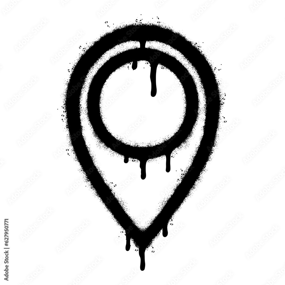 Spray Painted Graffiti Map pointer icon Sprayed isolated with a white ...