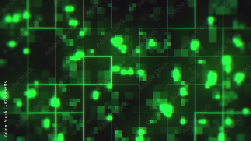 Stage light wall with slowly blinking square shaped lamps on a black ...