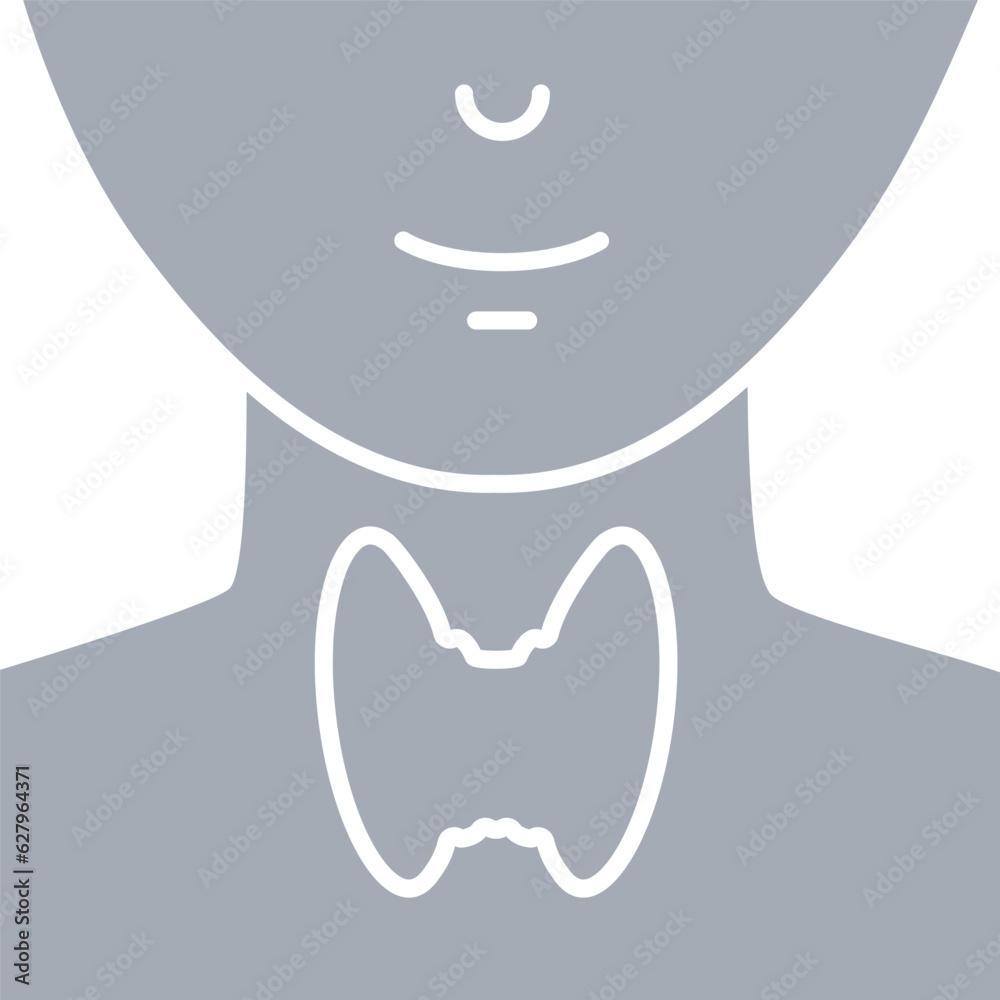 Healthy thyroid gland body icon. Neck silhouette. Thyroid hormones ...