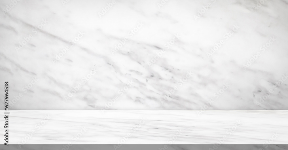 white marble table top with natural wall texture background for mockup ...