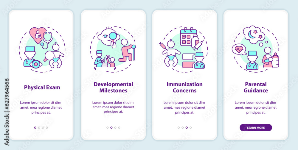 Baby doctor appointment onboarding mobile app screen. Child development ... Baby doctor appointment onboarding mobile app screen. Child development ...