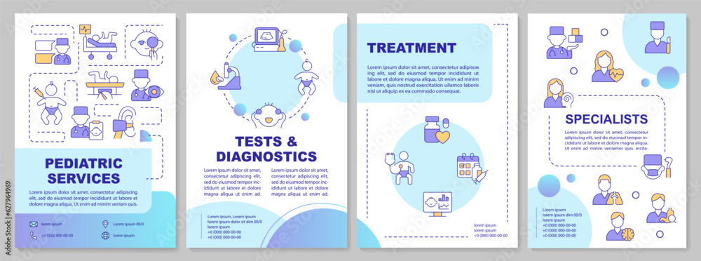 Pediatric services blue gradient brochure template. Child clinic ...