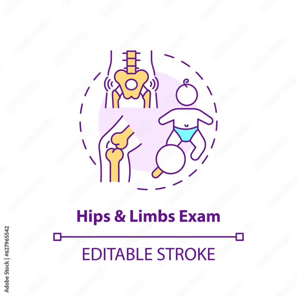 Hip and limb exam concept icon. Musculoskeletal system. Health service ...