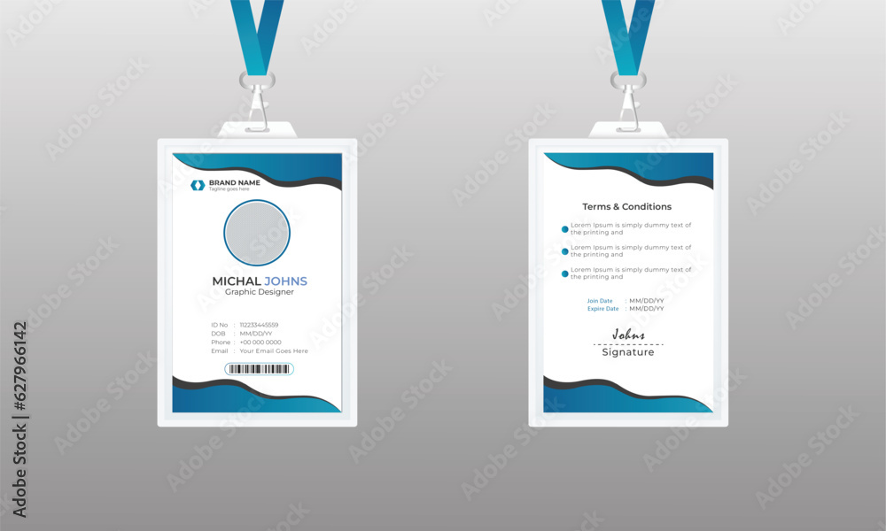 Abstract Geometric Blue Id Card Design, Professional Identity Card ...