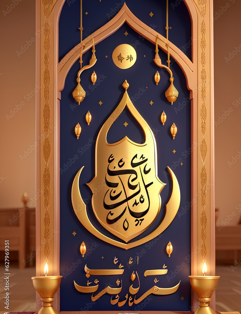 Happy new Hijri year 1445. Happy Islamic New Year. Islamic greeting ...