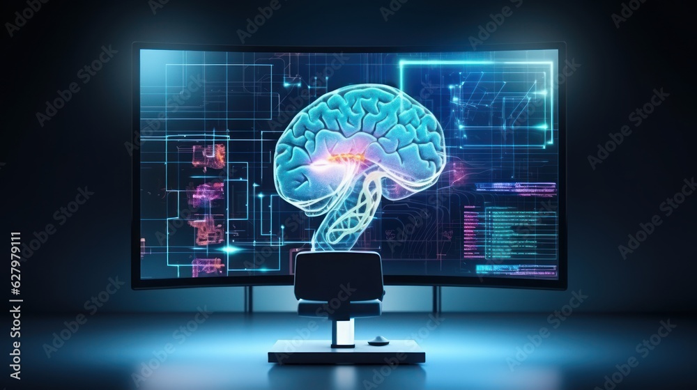Analyse Patient MRI Scan on Computer Screen, Diagnose Brain, Brain ...