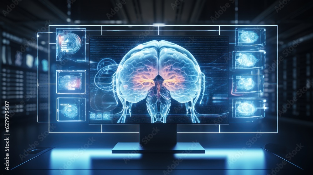 Analyse Patient MRI Scan on Computer Screen, Diagnose Brain, Brain ...