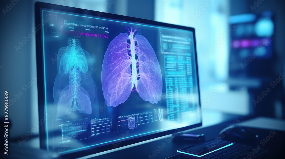 Diagnose Treatment Lungs on Computer Screen, Analyse Patient Lung ...
