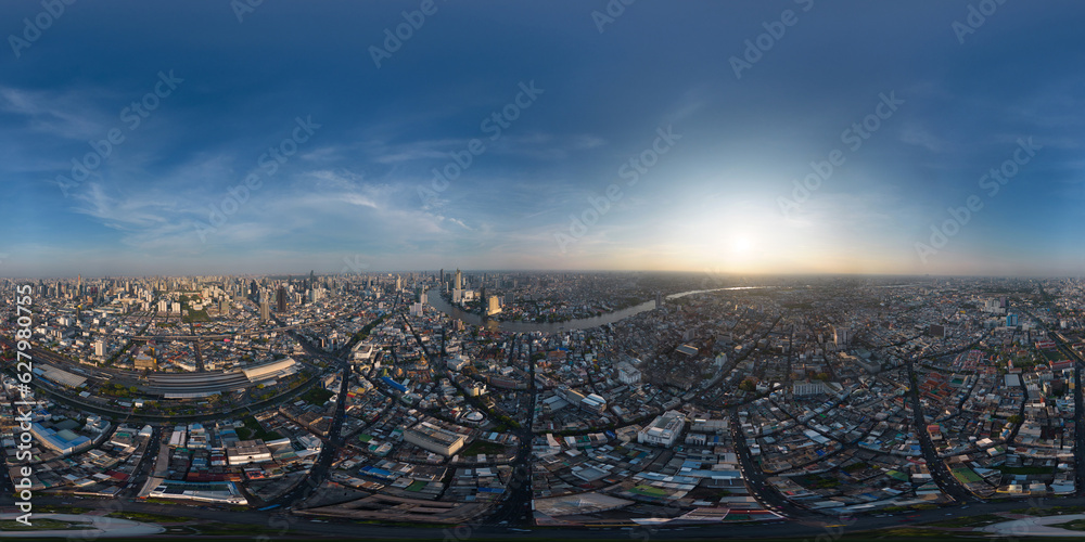 360 panorama by 180 degrees angle seamless panorama of aerial view of ...