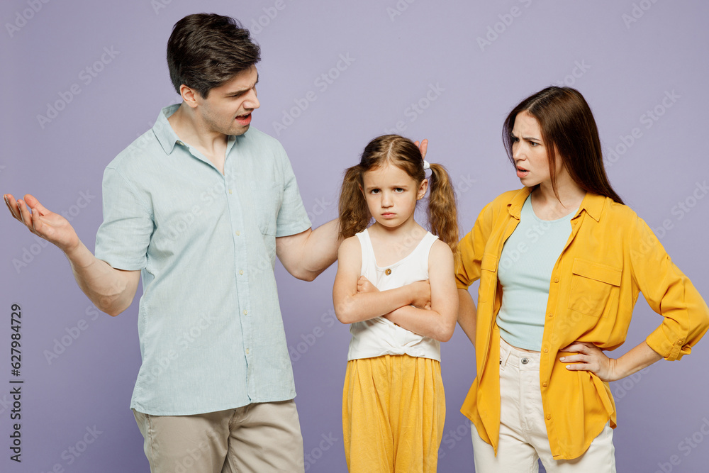 Young sad dissatisfied disappointed serious strict parents mom dad with ...