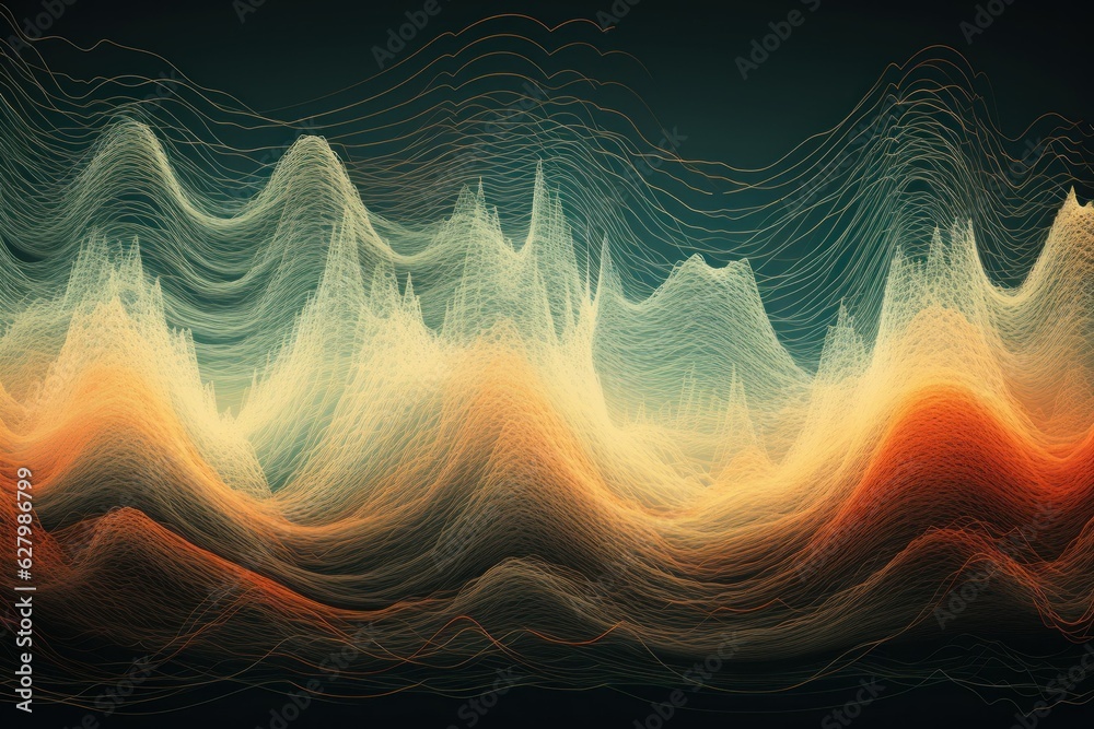 Audio waveform abstract technology background, blue and orange abstract ...