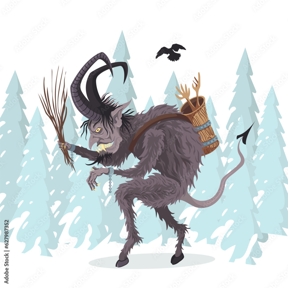 Krampus is a yule lord, a Christmas devil, krampus with horns and a ...