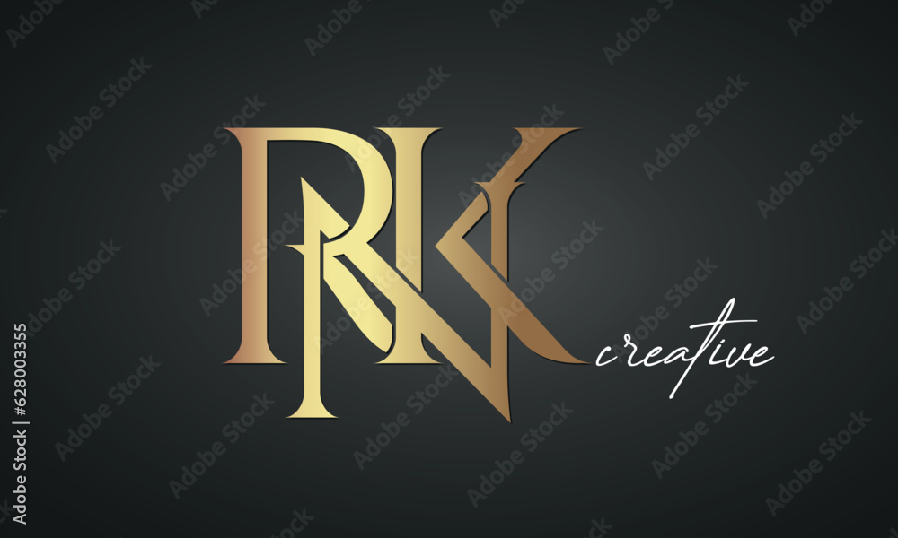 luxury letters RNK golden logo icon premium monogram, creative royal ...