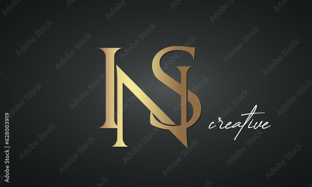 luxury letters INS golden logo icon premium monogram, creative royal ...
