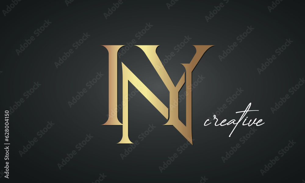 luxury letters INY golden logo icon premium monogram, creative royal ...
