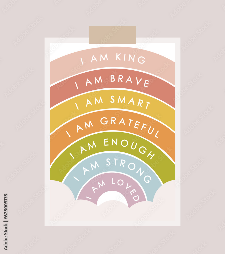 Positive affirmations illustration, educational material, rainbow ...