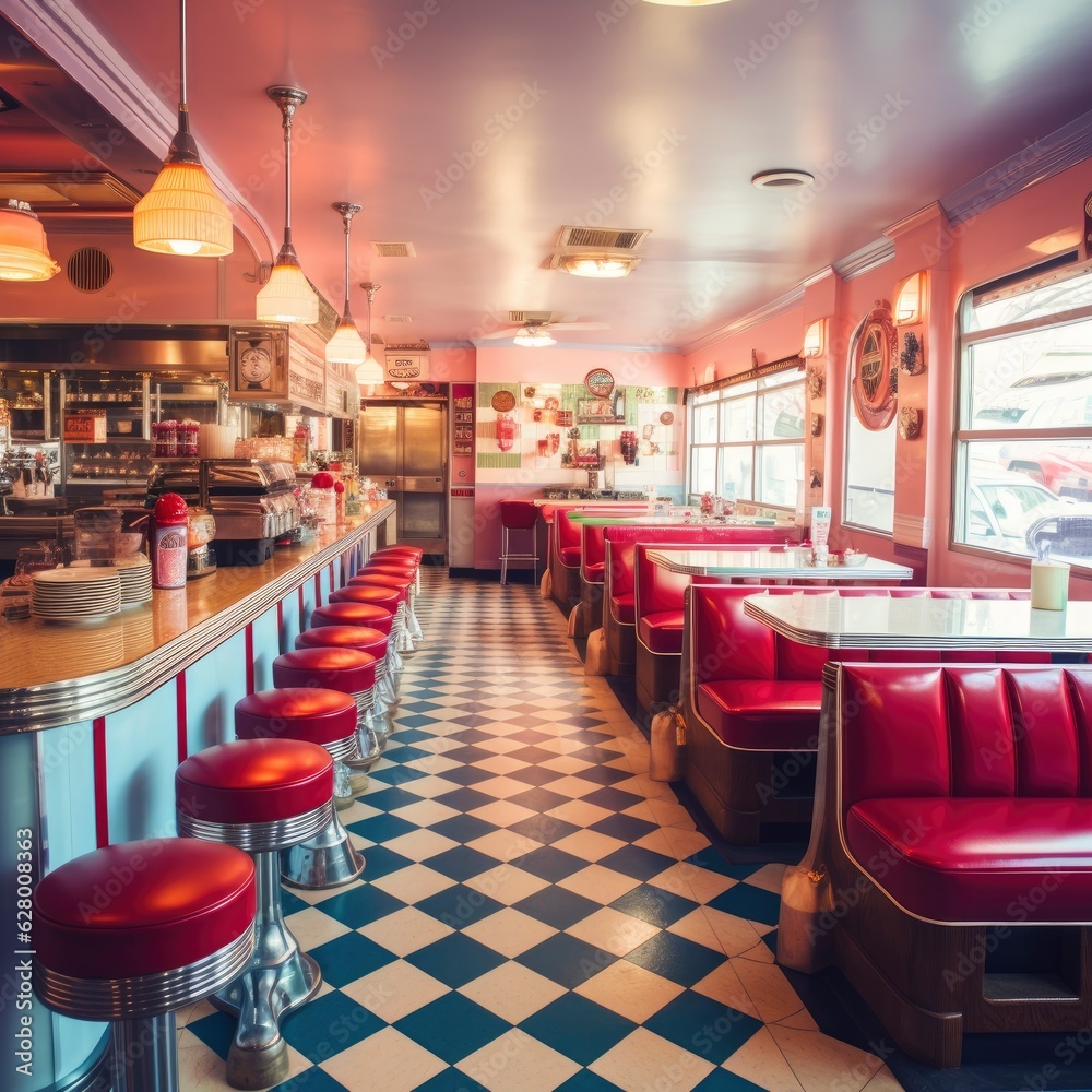 Foto de Step Back in Time: Nostalgic Retro Diner with Vintage 1950s ...