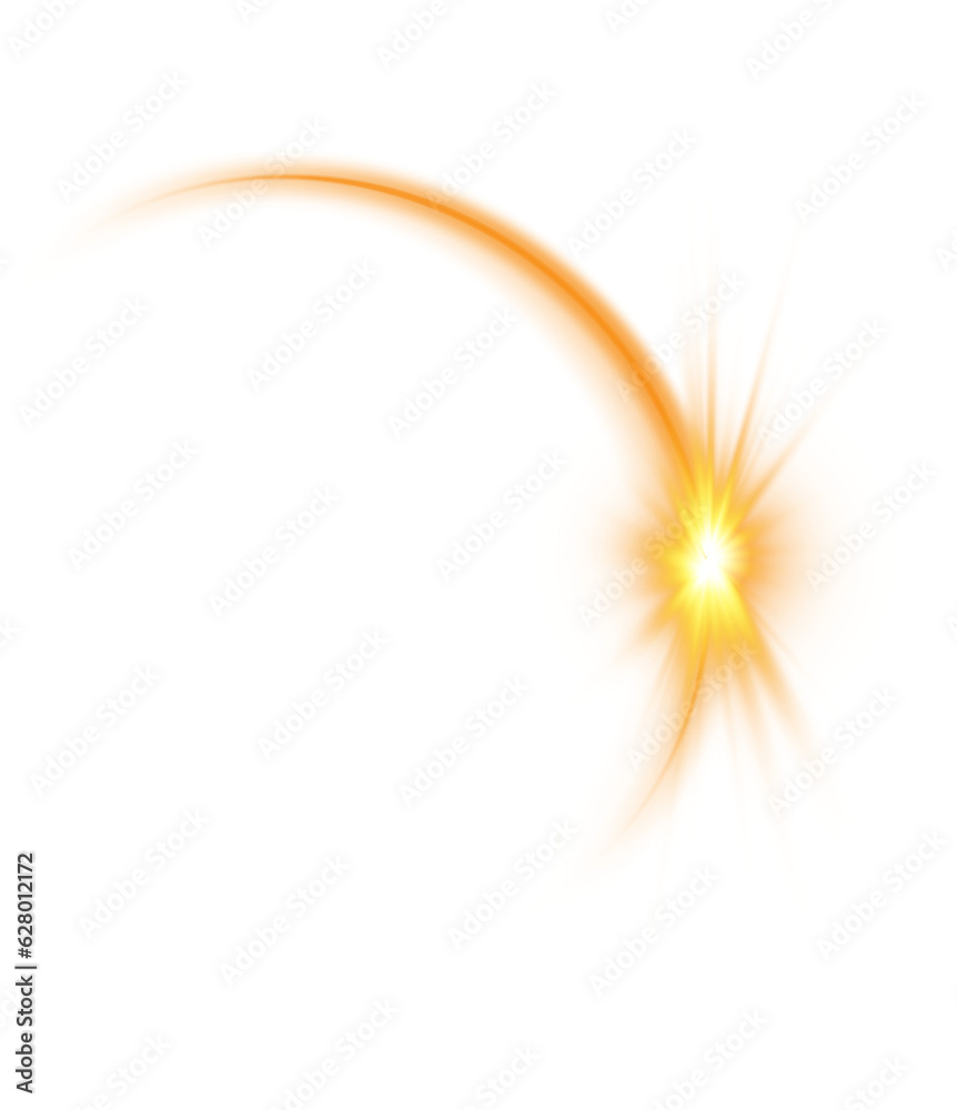 The edge of a golden solar eclipse on transparent background. Golden ...