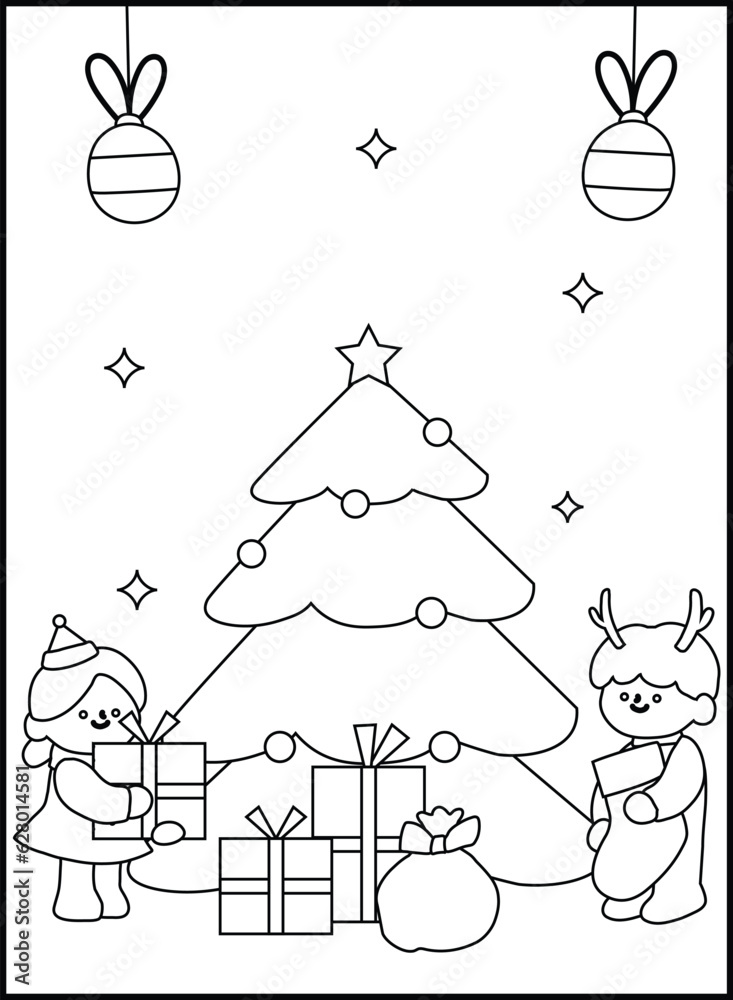 Christmas Coloring Pages for Kids and Toddlers Stock Vector | Adobe Stock