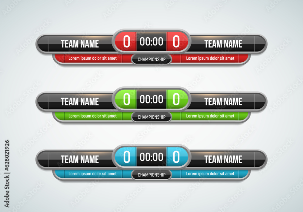 Sport scoreboard with time and result display. Vector template for your ...