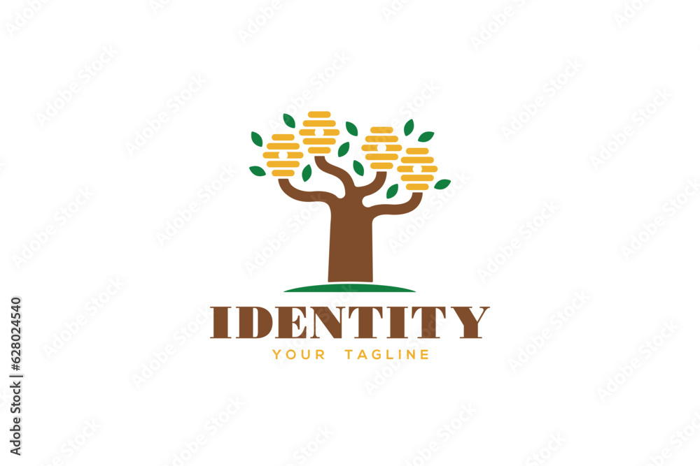 Logo Design of a tree shaped like a bee hive - Nature Logo Design ...