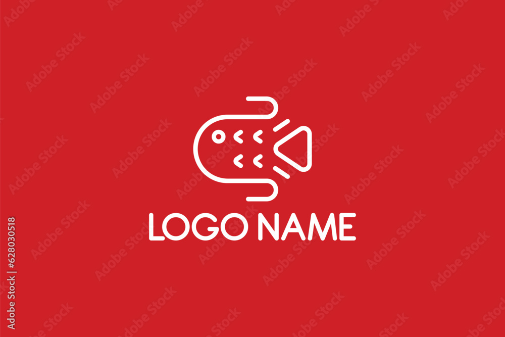 Creative logo design of a fish shaped like a play symbol- Fish Logo ...