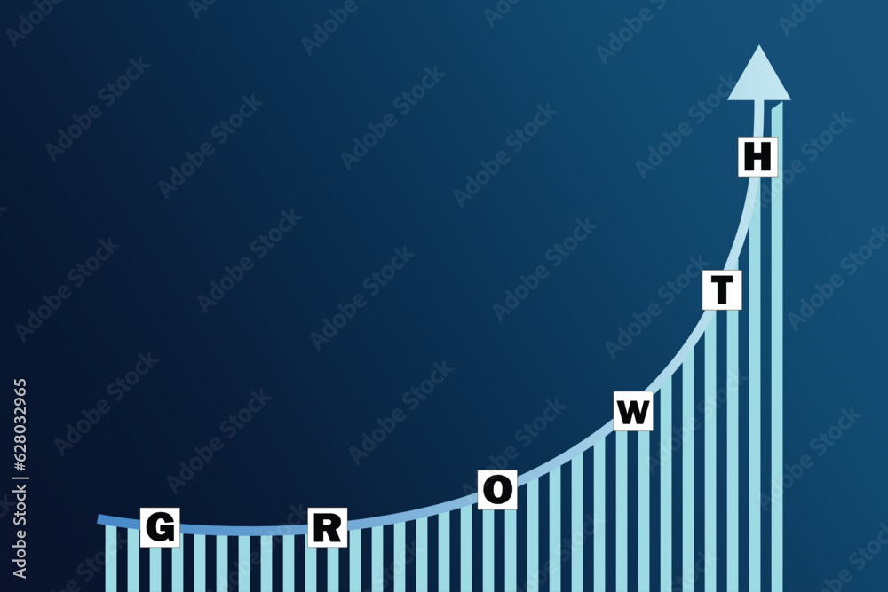 Business success growing growth increase up concept. Business graph on ...